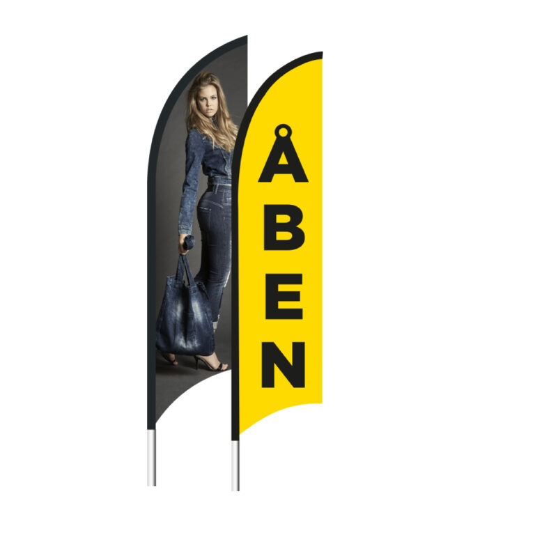 Large Beachflag 70x340 cm. med eget tryk - Deslabels